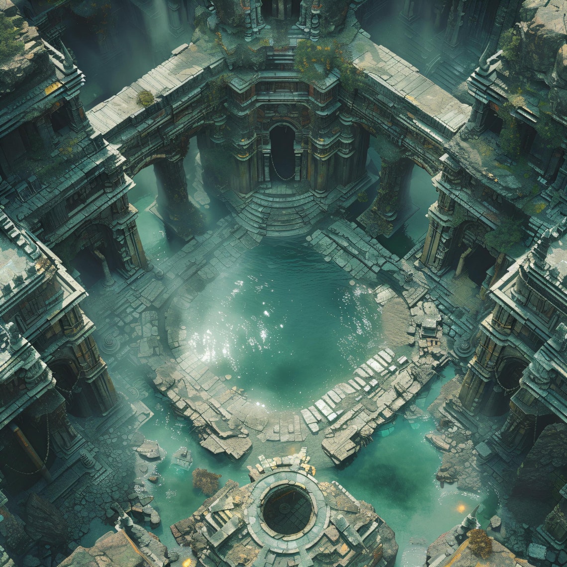 10 Flooded Dungeon Battle Maps, Dnd, Pathfinder, D&D, Battlemap ...