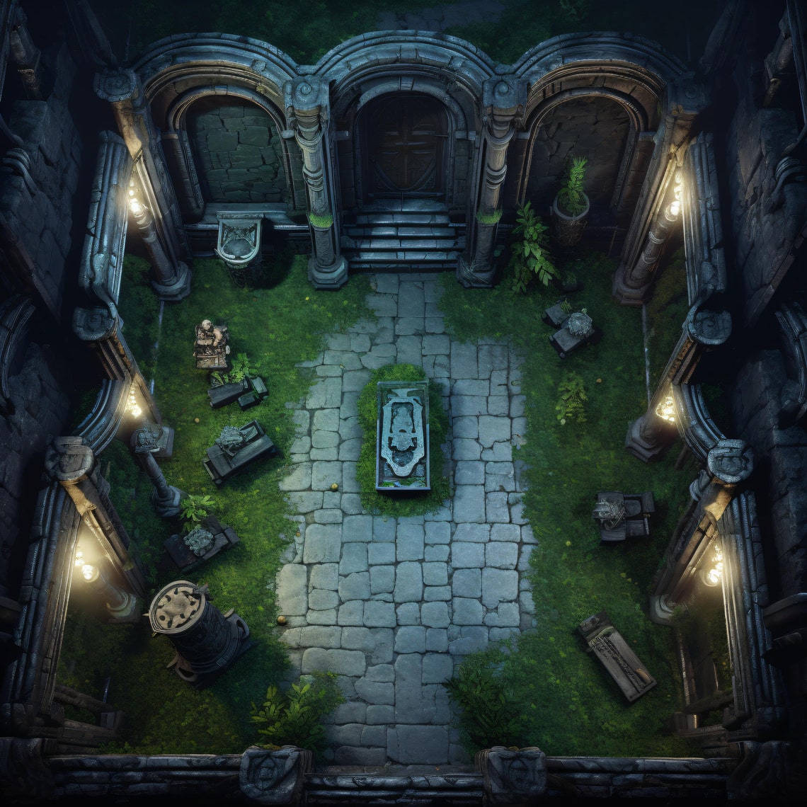 14 Graveyard / Tomb Battle Maps, Dnd, Pathfinder, D&D, Battlemap ...