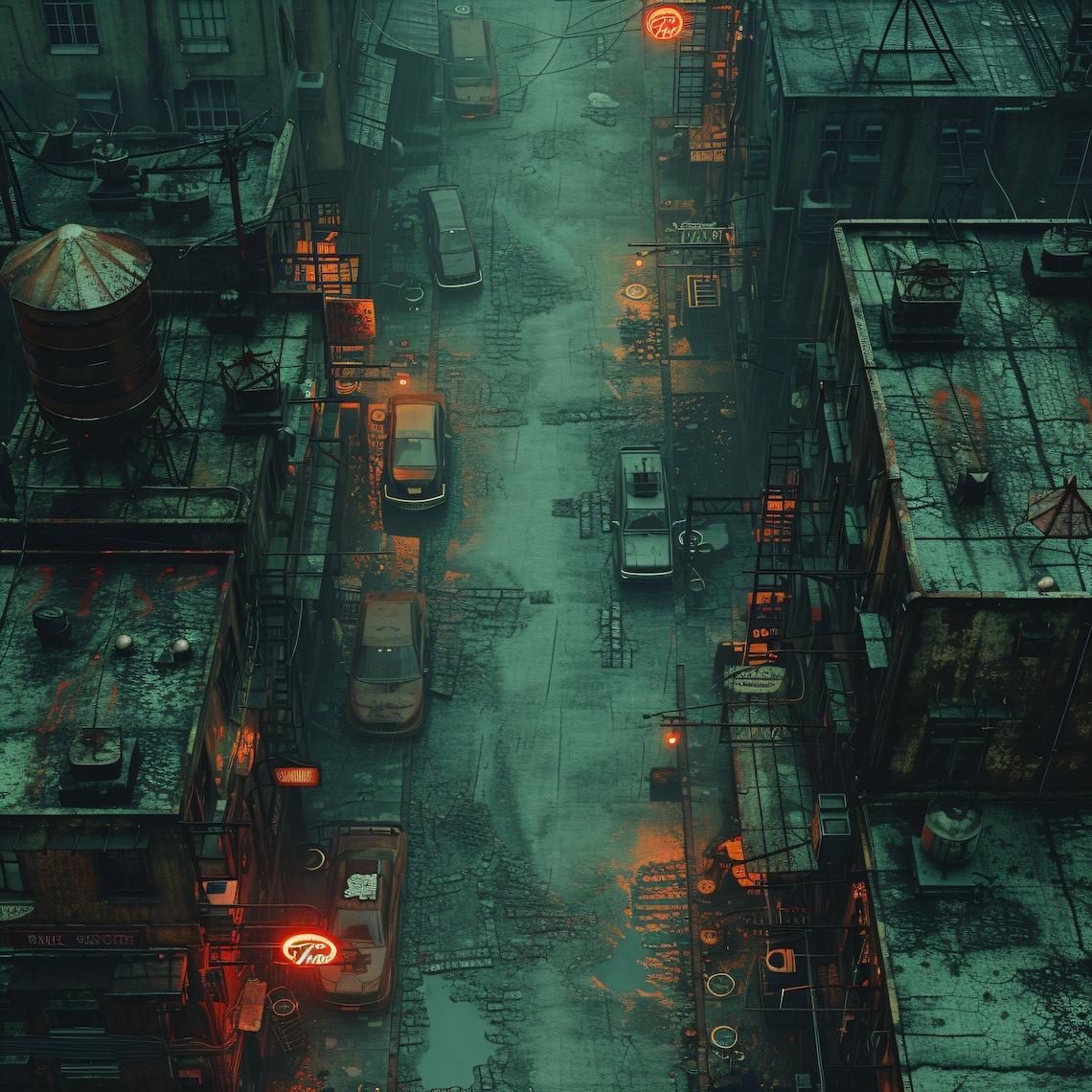 10 Cyberpunk Rooftop Battlemaps, Sci Fi, Dnd Battle Map, Cyberpunk, D&D ...