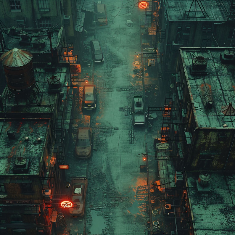 10 Gridless Cyberpunk Rooftop Battlemaps | VTT Pack for Shadowrun ...