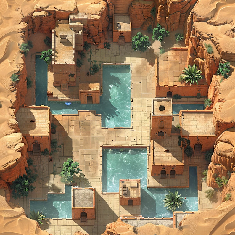 10 Desert Temple Pilgrimage Maps, Pathfinder, D&D, Battlemap, Dungeons ...