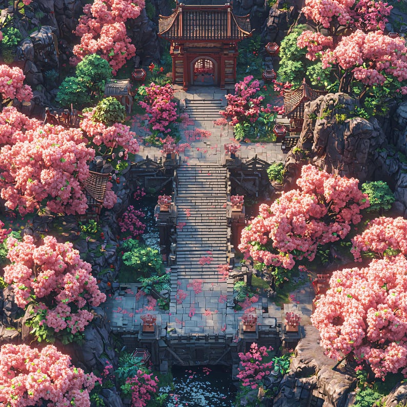 10 Sakura Town Battle Maps, Dnd Battlemap, Pathfinder, D&D, Dungeons ...