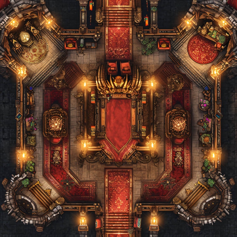10 Opulent Castle Interior Battle Maps, Dnd Battle Map, Pathfinder, D&D ...