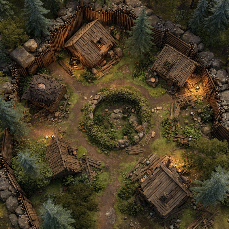 10 Gridless Wrecked Village Battle Maps | VTT Pack for Dnd, Pathfinder ...
