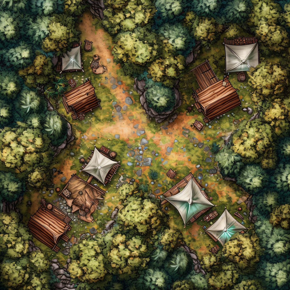 10 Camp Maps 2, Dnd Battle Map, Pathfinder, D&D, Battlemap, Dungeons ...