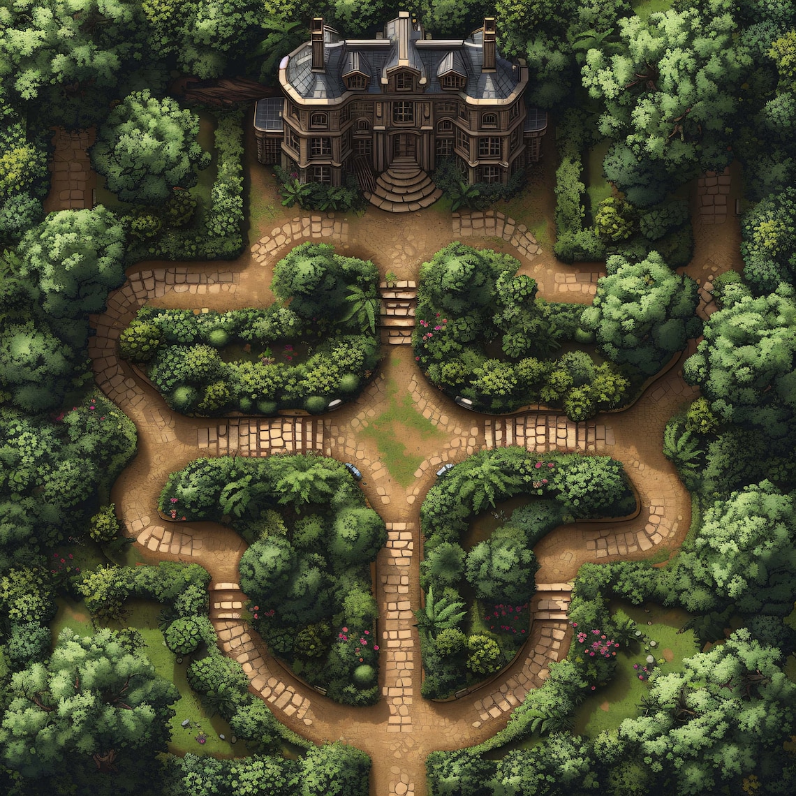 10 Villa/manor/estate Forest Battle Maps | VTT Pack for Dnd, Pathfinder & Ttrpgs | High-res AI ...