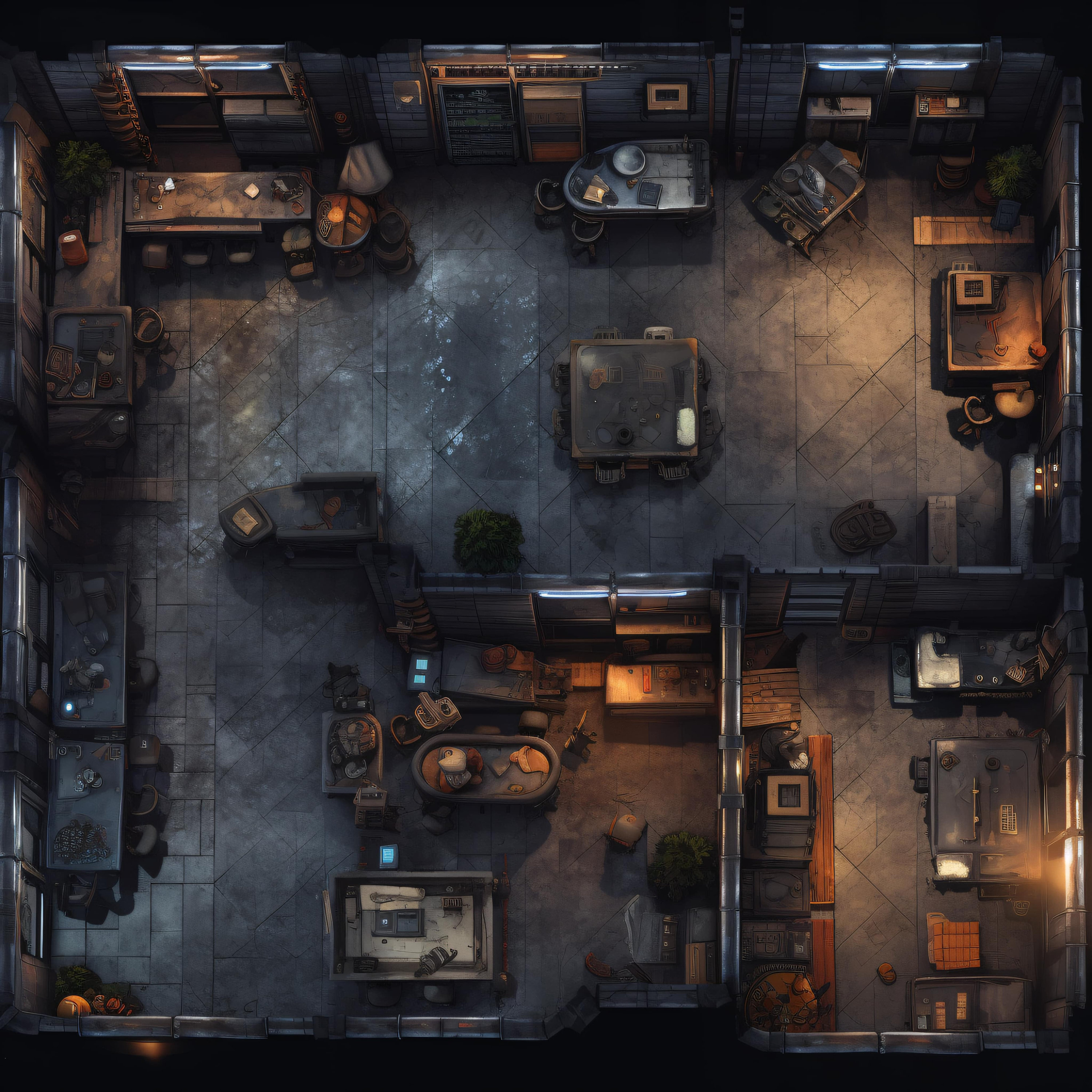 10 Abandoned Cyberpunk Battlemaps, Sci Fi, Dnd Battle Map, Cyberpunk, D ...