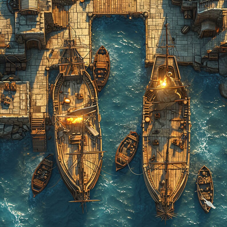 10 Ships and Docks Battle Maps, Dnd, Pathfinder, D&D, Battlemap ...