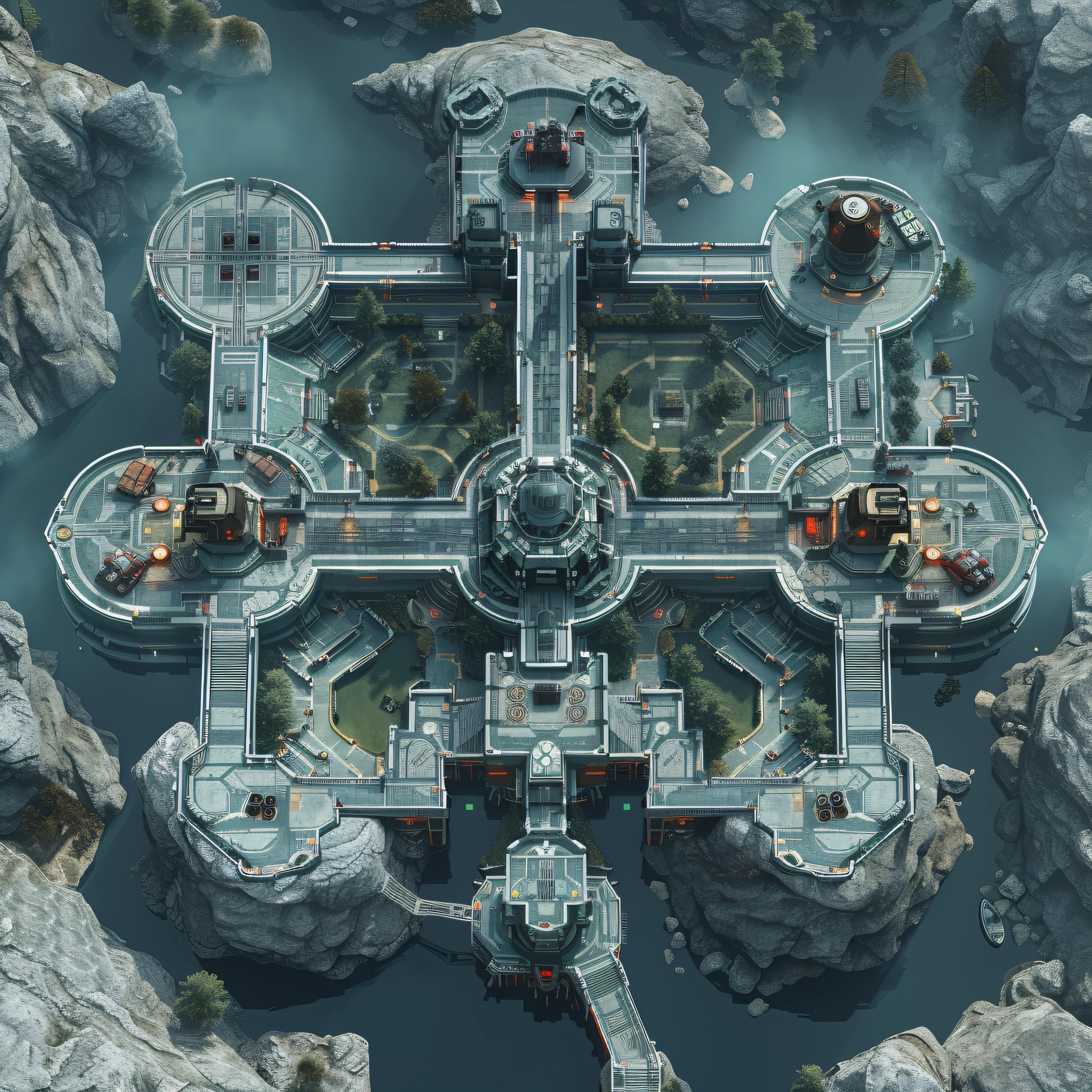 10 Cyberpunk Fortress Battlemaps, Sci Fi, Dnd Battle Map, Cyberpunk, D ...