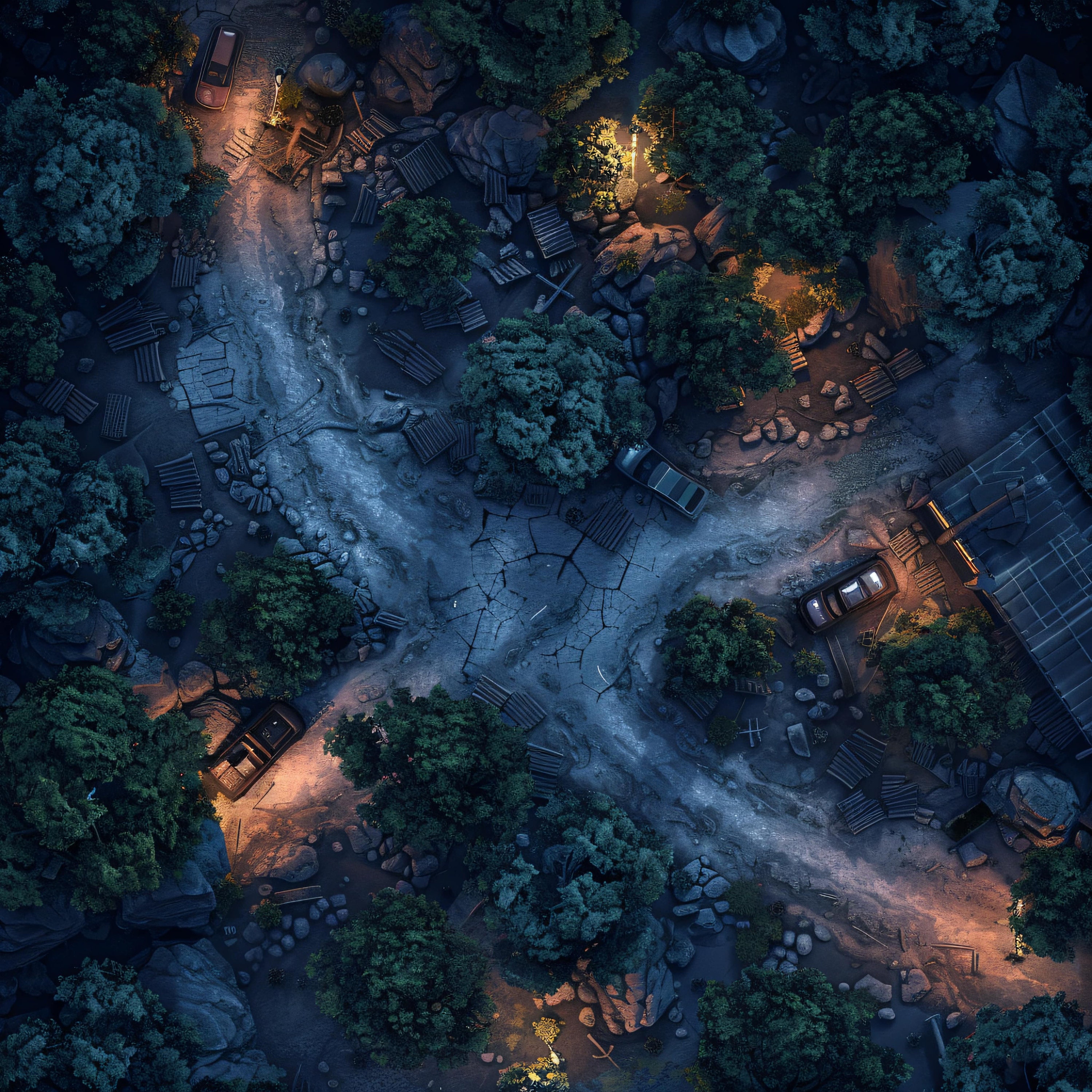 10 Cyberpunk Park Battlemaps, Sci Fi, Dnd Battle Map, Cyberpunk, D&D ...