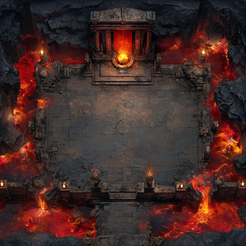 10 Gridless Fire Lands Battle Maps | VTT Pack for Dnd, Pathfinder ...