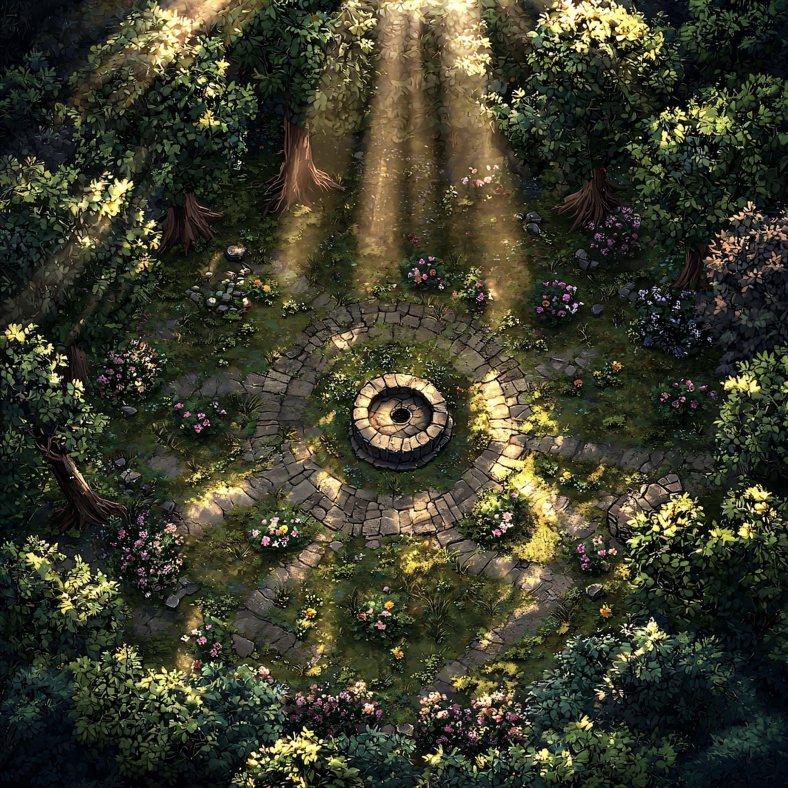 10 Gridless Forest Shrine Battle Maps | VTT Pack for Dnd, Pathfinder ...