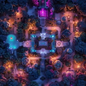 10 Cyberpunk Park Battlemaps, Sci Fi, Dnd Battle Map, Cyberpunk, D&D ...