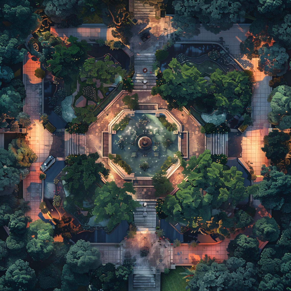 10 Cyberpunk Park Battlemaps, Sci Fi, Dnd Battle Map, Cyberpunk, D&D ...