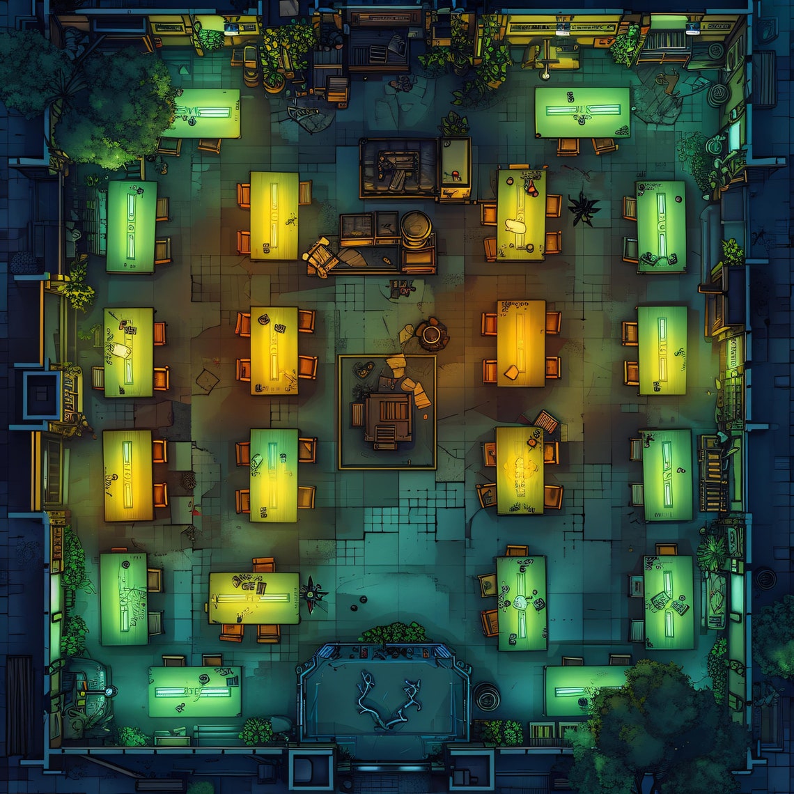 10 Cyberpunk Restaurant/tavern Battlemaps, Sci Fi, Cyberpunk, D&D ...