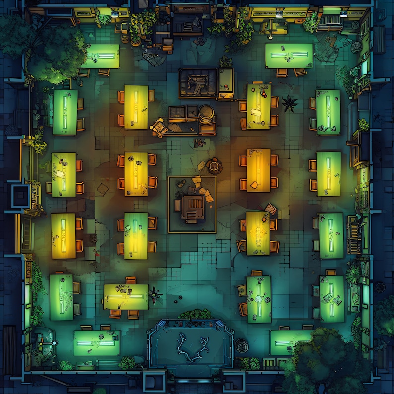 10 Cyberpunk Restaurant/tavern Battlemaps, Sci Fi, Cyberpunk, D&D ...