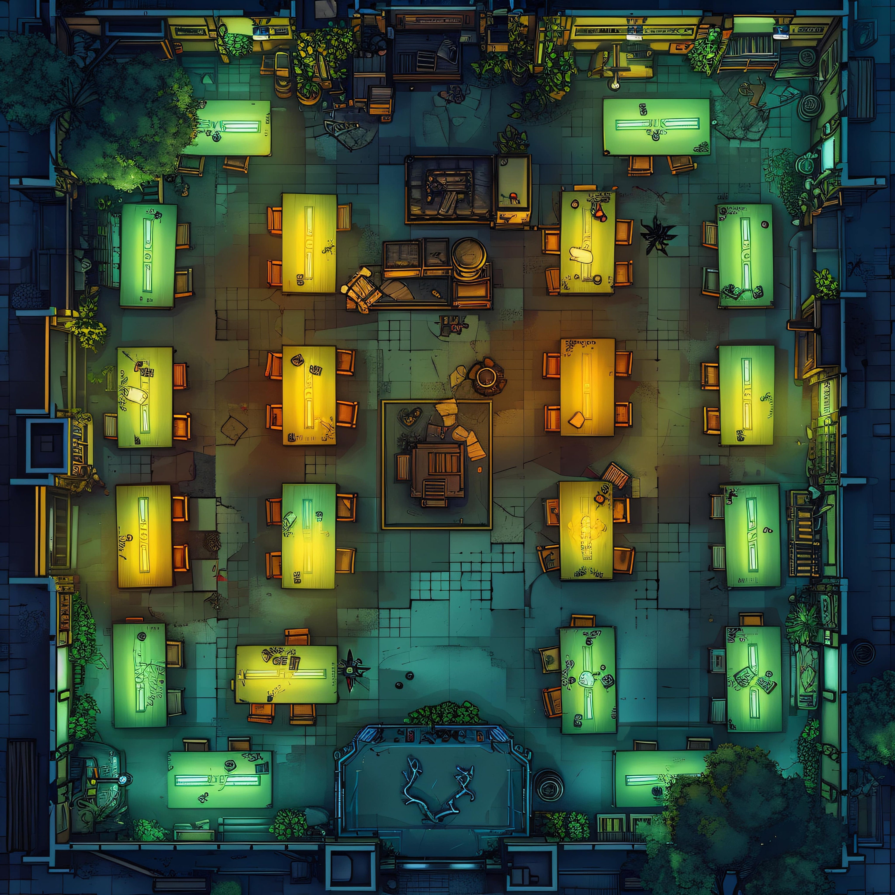 10 Cyberpunk Restaurant/tavern Battlemaps, Sci Fi, Cyberpunk, D&D ...