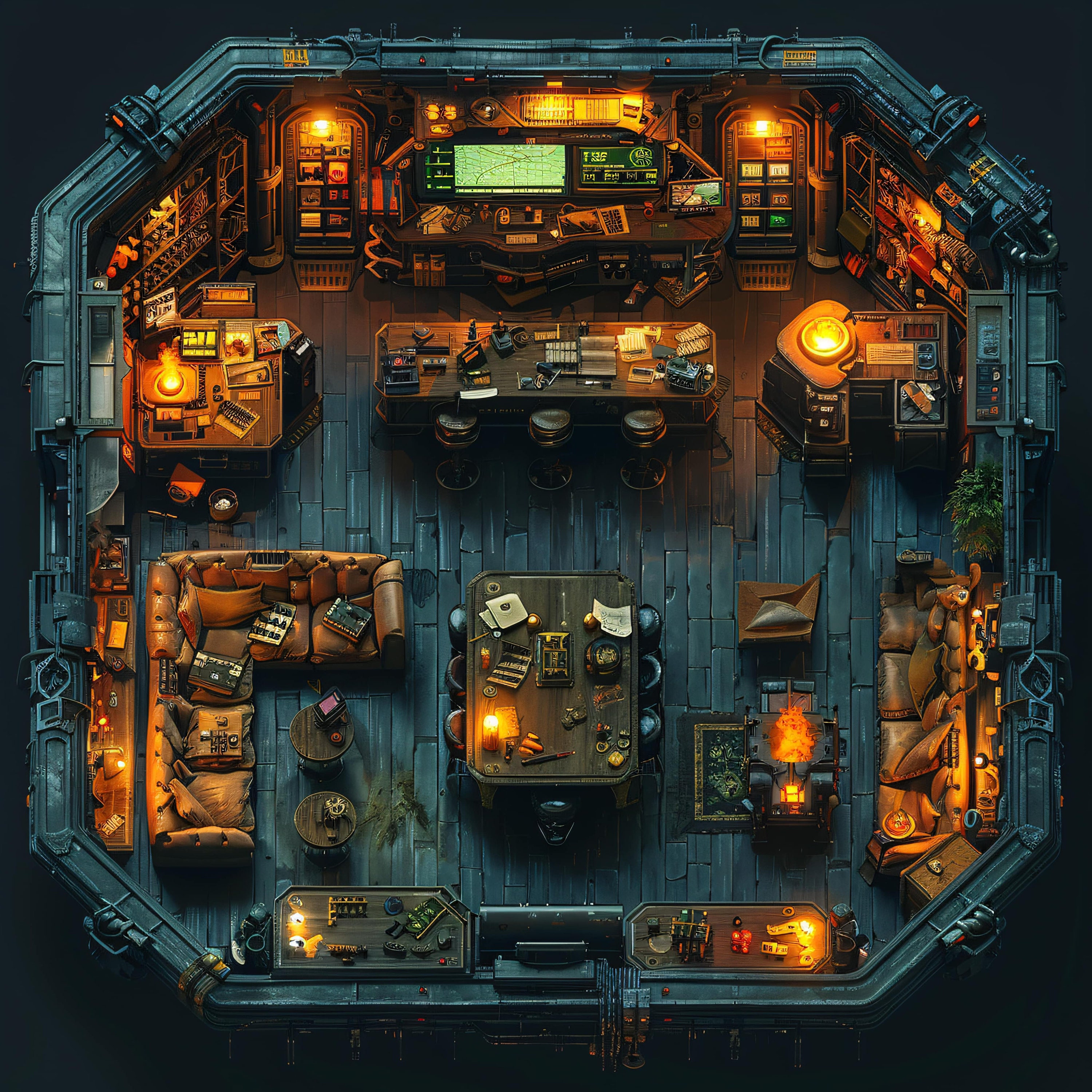 10 Cyberpunk Spaceship Battlemaps, Sci Fi, Cyberpunk, D&D, Shadowrun ...