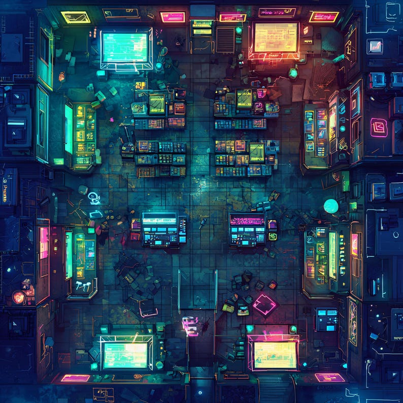 10 Gridless Cyberpunk Market Battlemaps 2 | VTT Pack for Shadowrun ...