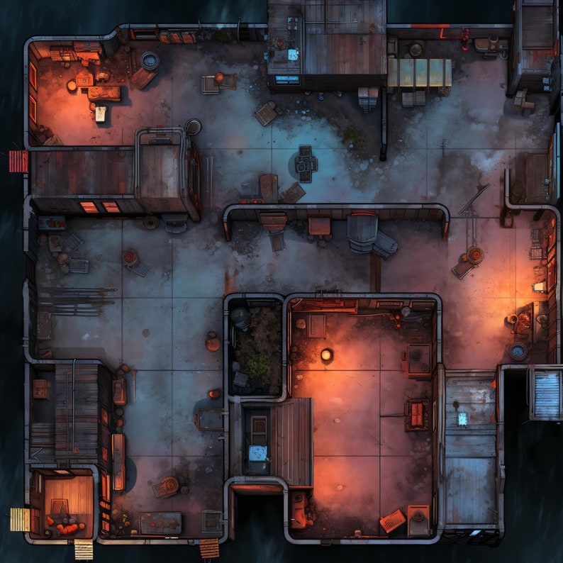 10 Cyberpunk Slums Battlemaps, Sci Fi, Dnd Battle Map, Cyberpunk, D&D ...