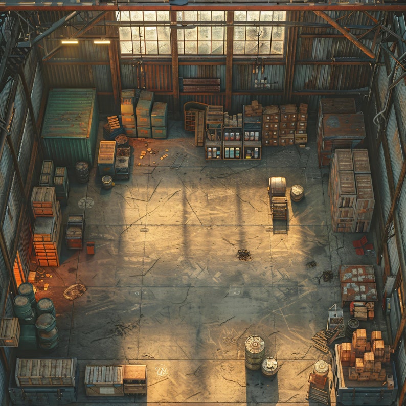 10 Cyberpunk Docks/warehouses Battlemaps, Sci Fi, Cyberpunk, D&D, Shadowrun, Roll20, Fantasy ...