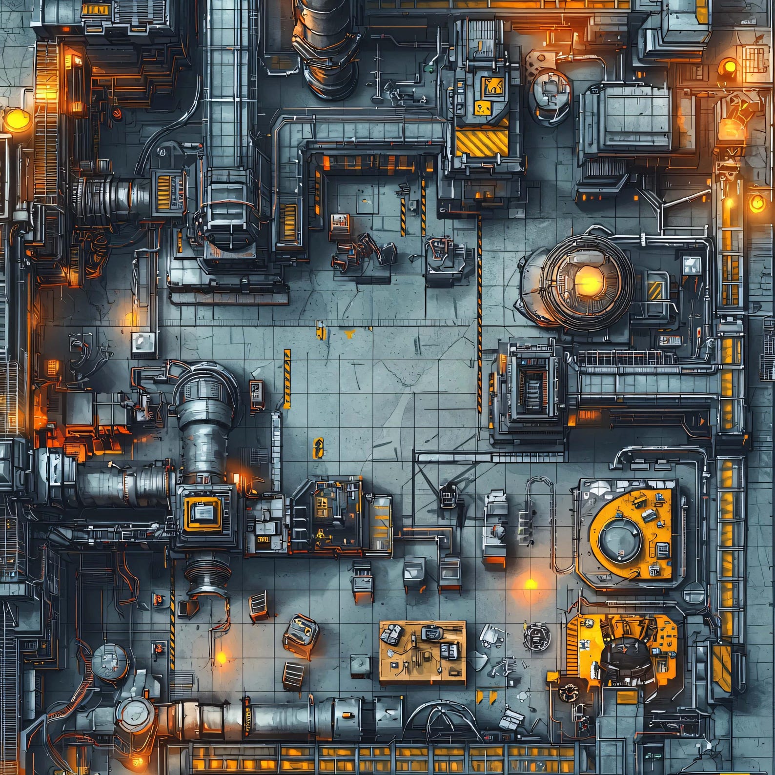 10 Cyberpunk Factory Battlemaps 2, Sci Fi, Dnd Battle Map, Cyberpunk, D ...