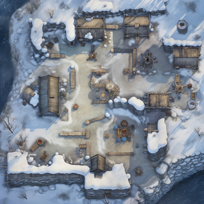 15 Arctic Town / Camp Battlemaps, Dnd Battle Map, Pathfinder, Dungeons and Dragons, Roll20 ...