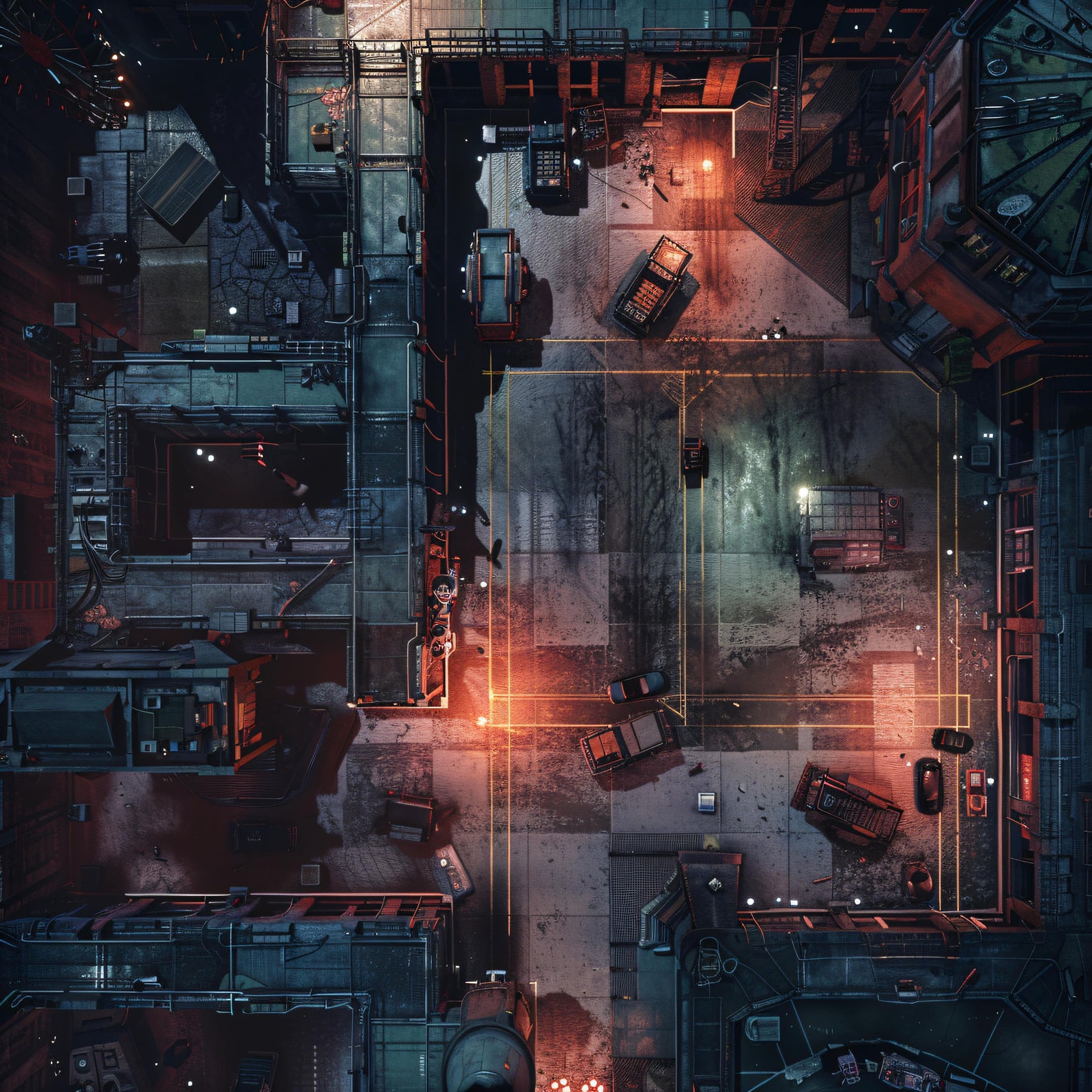 10 Cyberpunk Warehouse Battlemaps, Sci Fi, Dnd Battle Map, Cyberpunk, D ...