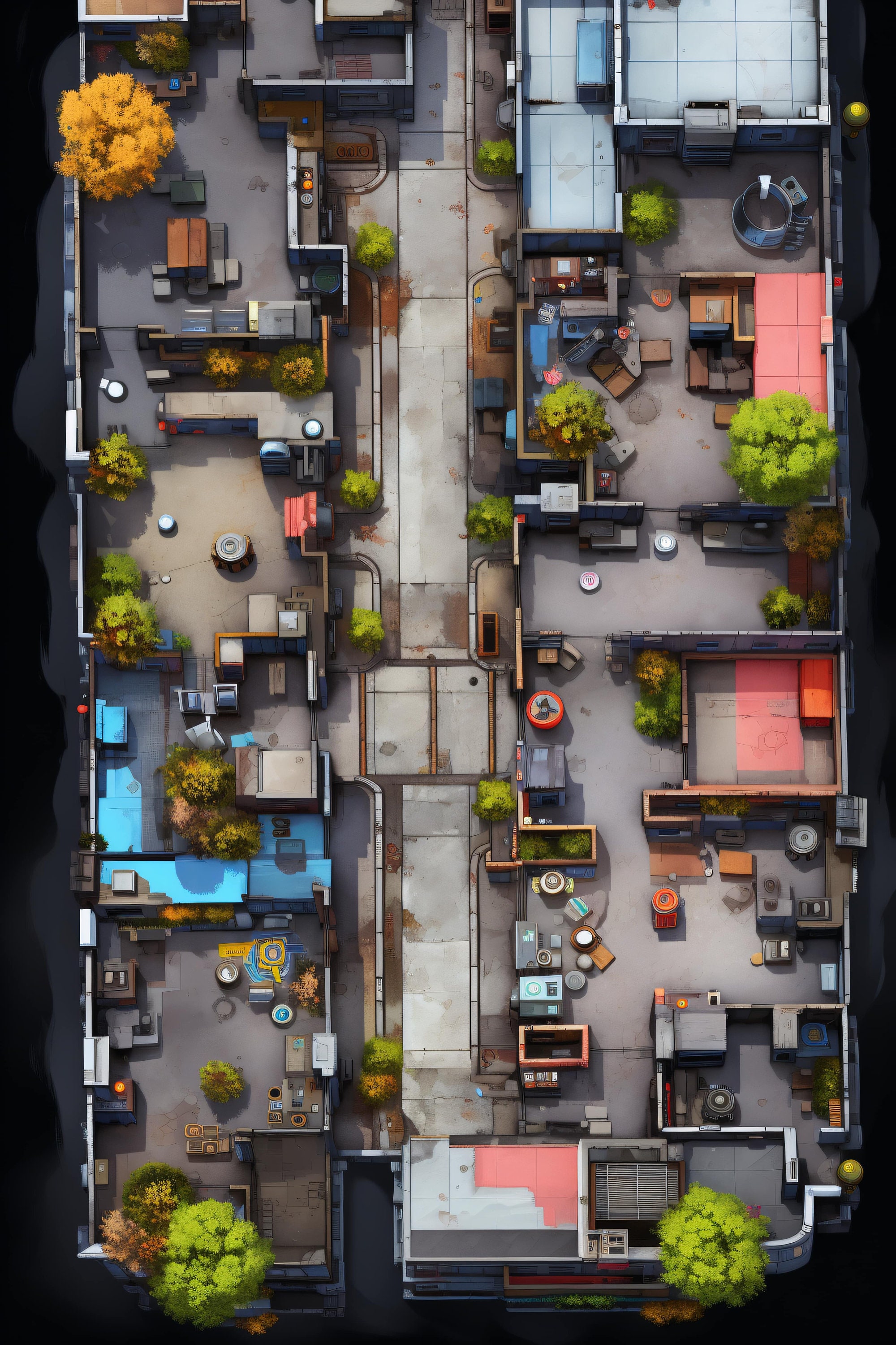 13 Cyberpunk Exterior Battlemaps, Sci Fi, Dnd Battle Map, Cyberpunk, D ...