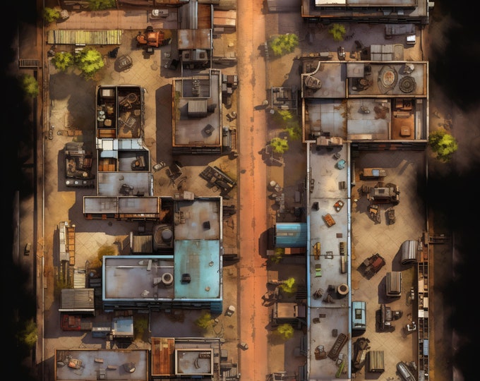 10 Cyberpunk Shanty/slums Battlemaps, Sci Fi, Cyberpunk, D&D, Shadowrun ...