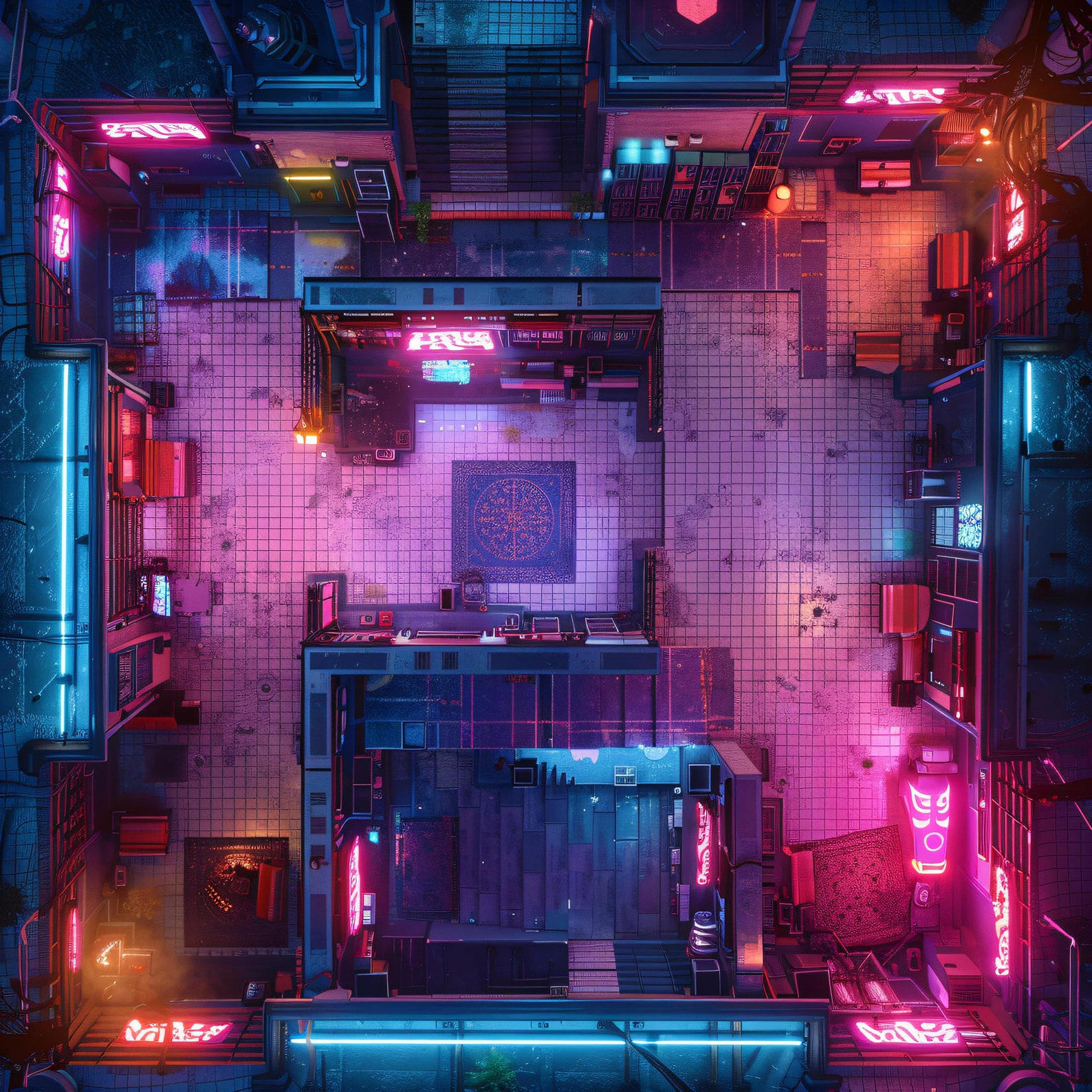 10 Cyberpunk Market Battlemaps, Sci Fi, Dnd Battle Map, Cyberpunk, D&D ...