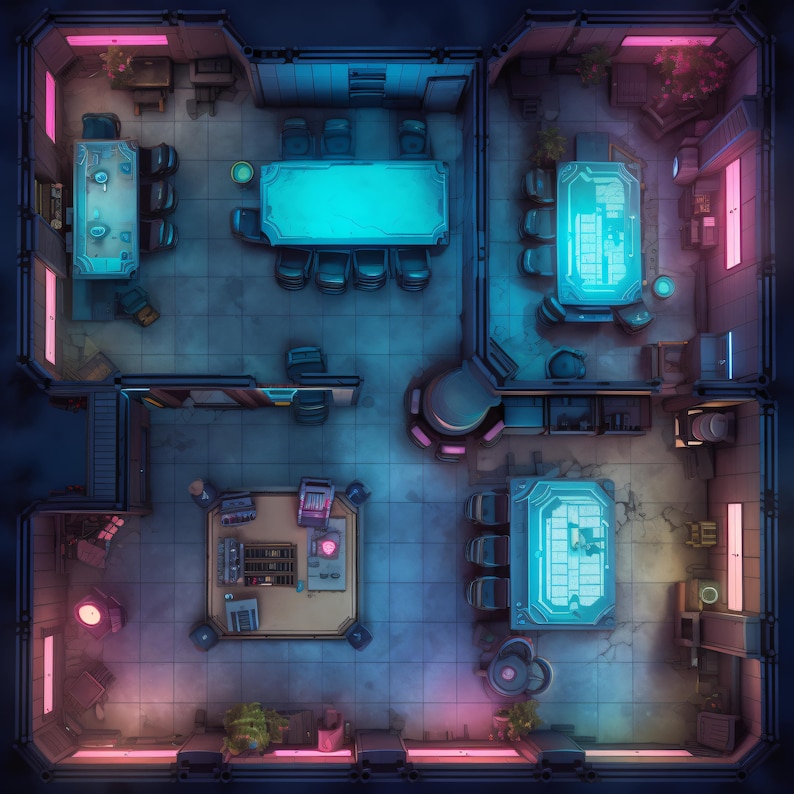 10 Fancy Cyberpunk Battlemaps, Sci Fi, Dnd Battle Map, Cyberpunk, D&D ...