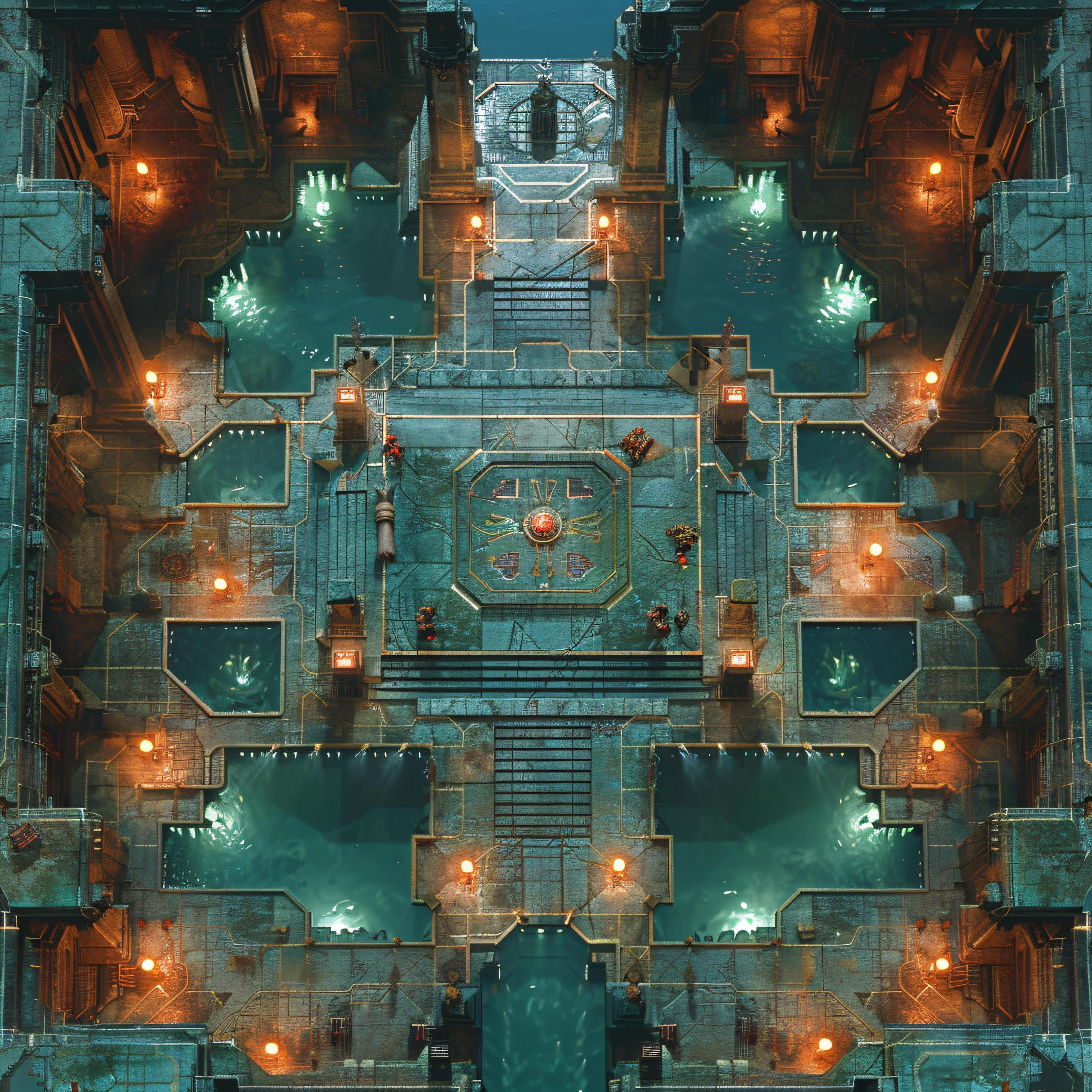 10 Cyberpunk Temple Battlemaps, Sci Fi, Dnd Battle Map, Cyberpunk, D&D ...