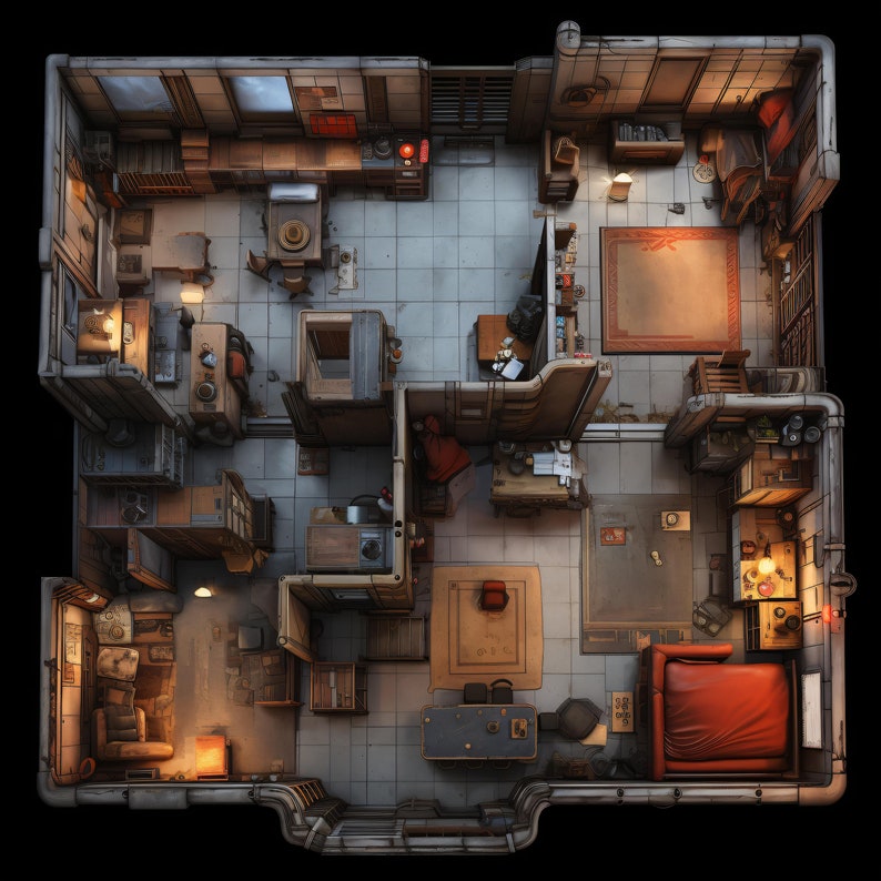 14 Cyberpunk Apartment Battlemaps, Sci Fi, Dnd Battle Map, Cyberpunk, D ...