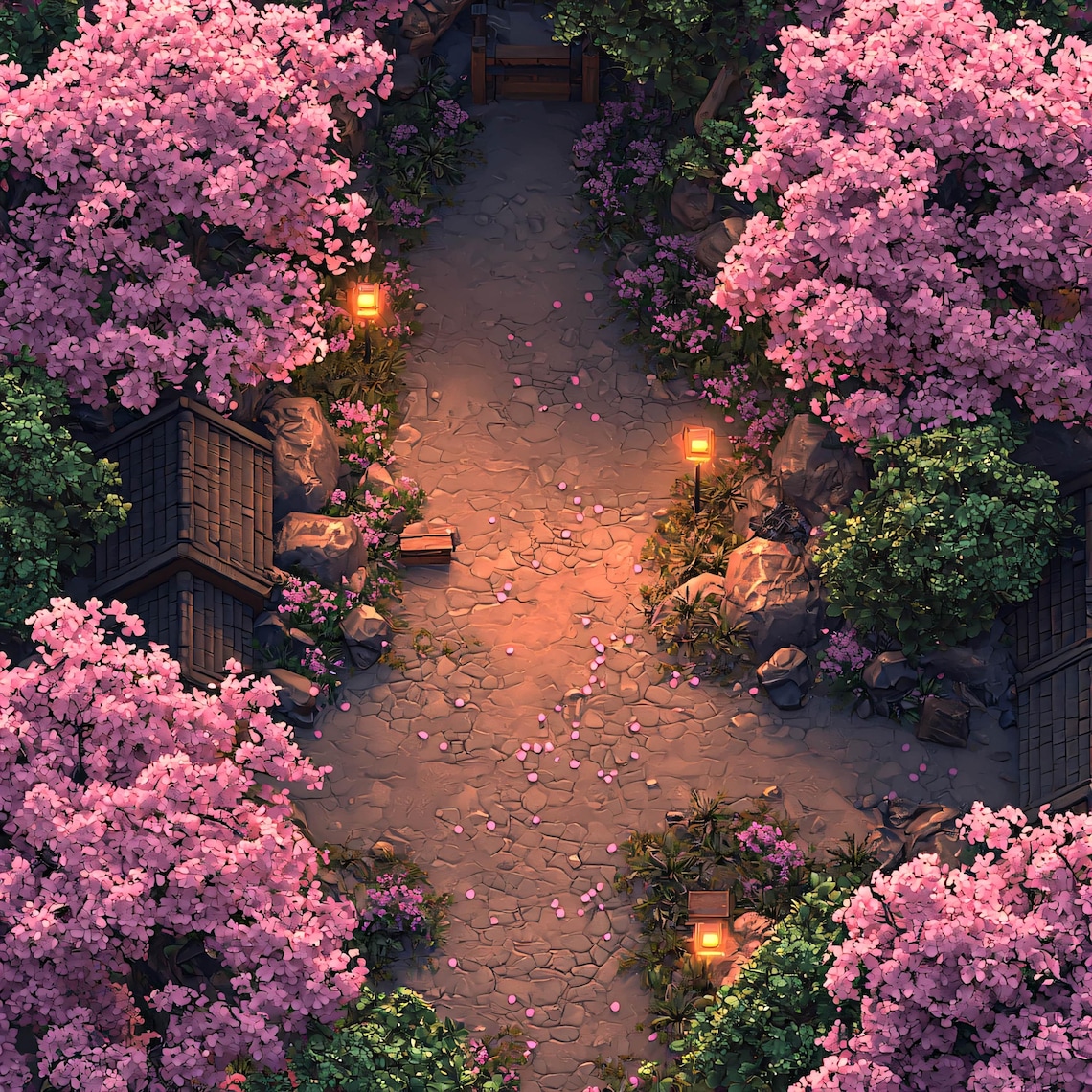 10 Sakura Town Battle Maps, Dnd Battlemap, Pathfinder, D&D, Dungeons ...