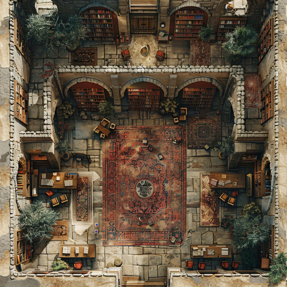 10 Library Battle Maps, Dnd Battlemap, Pathfinder, D&D, Dungeons and Dragons, Battle Map, Roll20 ...