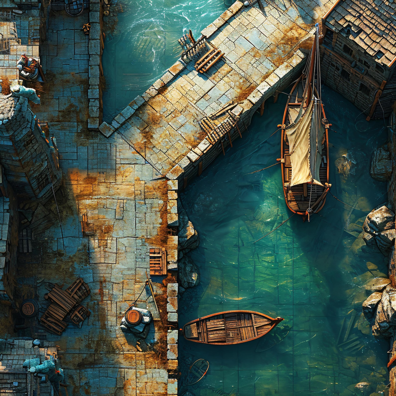 10 Ships and Docks Battle Maps, Dnd, Pathfinder, D&D, Battlemap ...