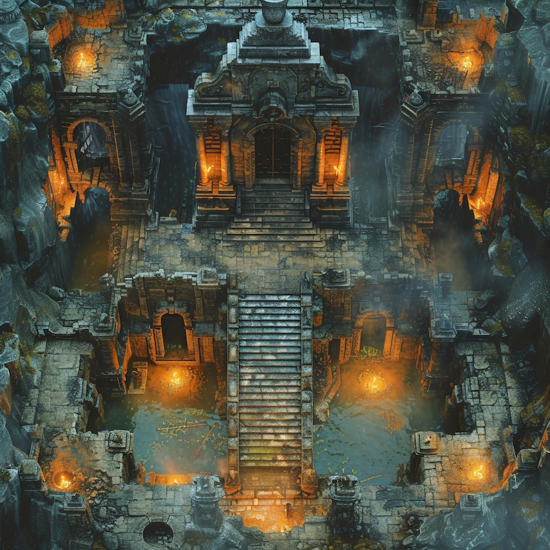 10 Underground Ruins Maps, Pathfinder, D&D, Battlemap, Dungeons and ...