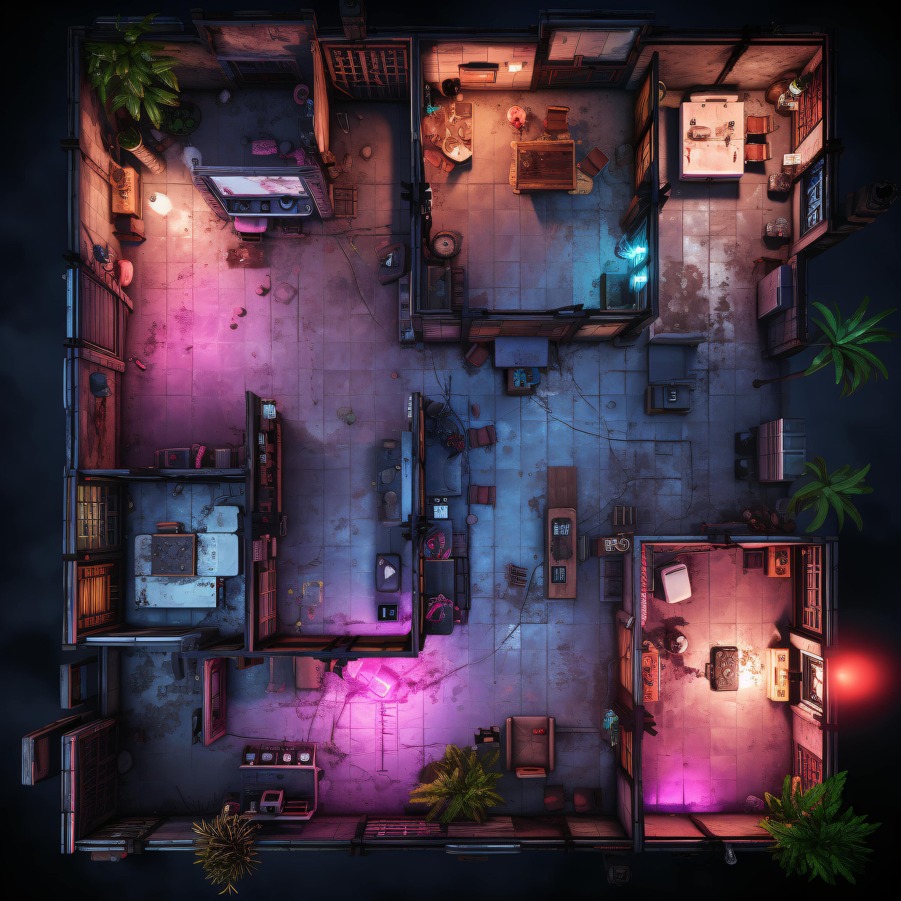 10 Cyberpunk Slums Battlemaps, Sci Fi, Dnd Battle Map, Cyberpunk, D&D ...