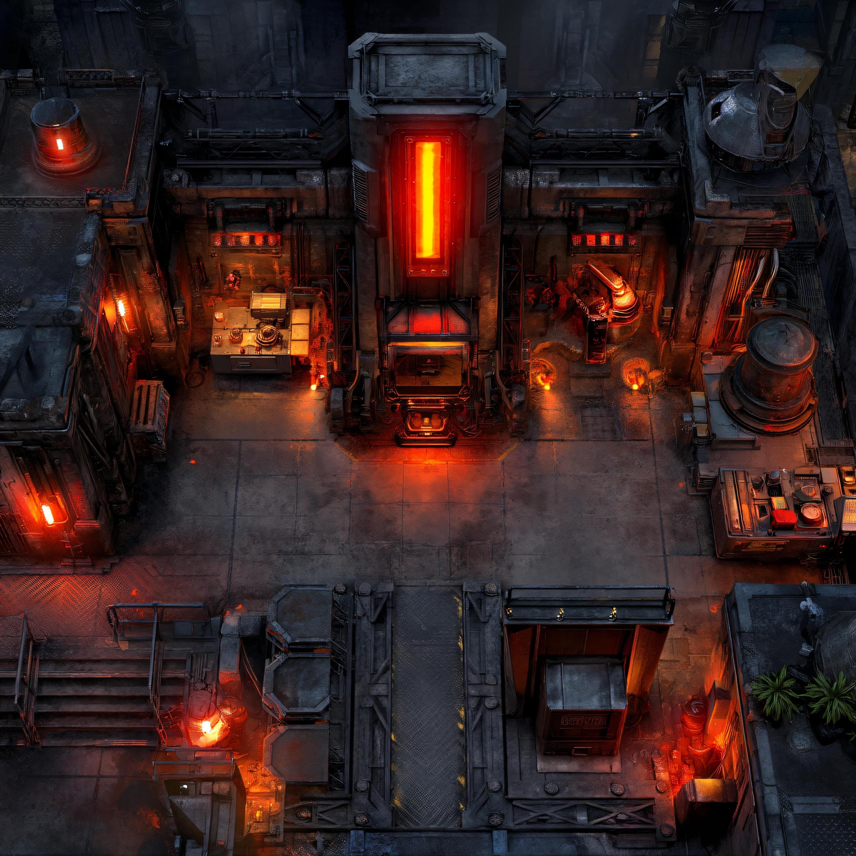 10 Cyberpunk Fire/volcano Battlemaps, Sci Fi, Battle Map, Cyberpunk, D ...