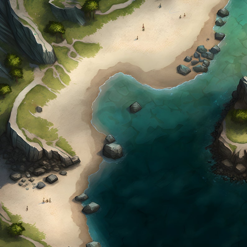 10 Beach Battle Maps, Dnd Battle Map, Pathfinder, D&D, Battlemap ...