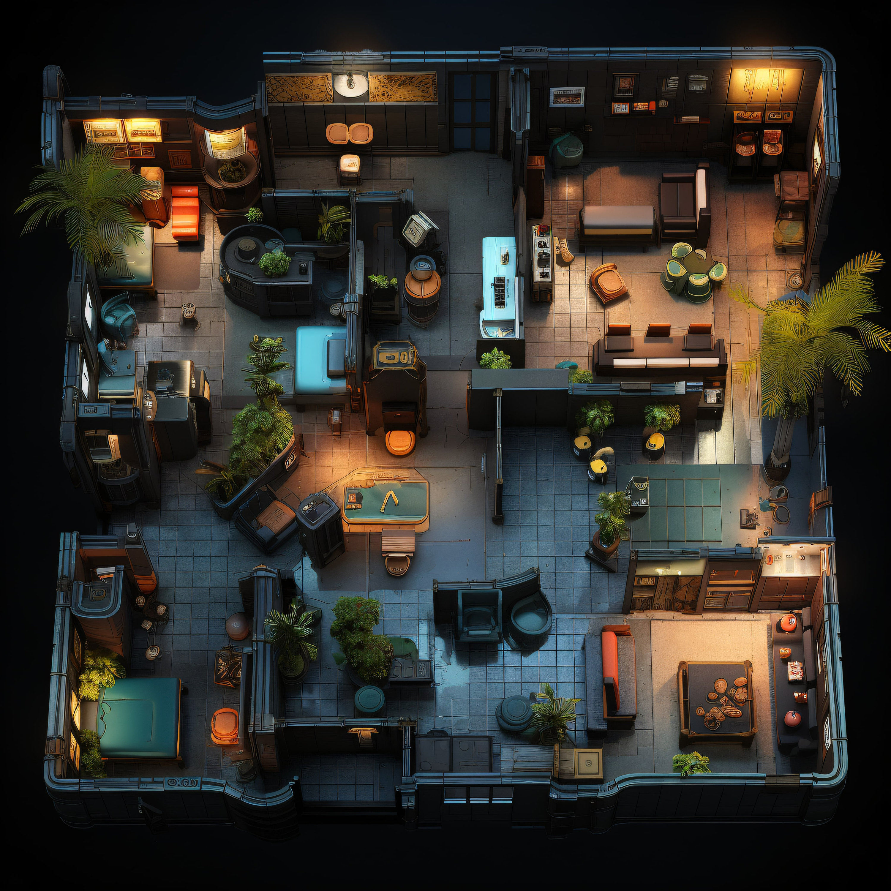 12 Cyberpunk Corpo Office Battlemaps, Sci Fi, Dnd Battle Map, Cyberpunk ...