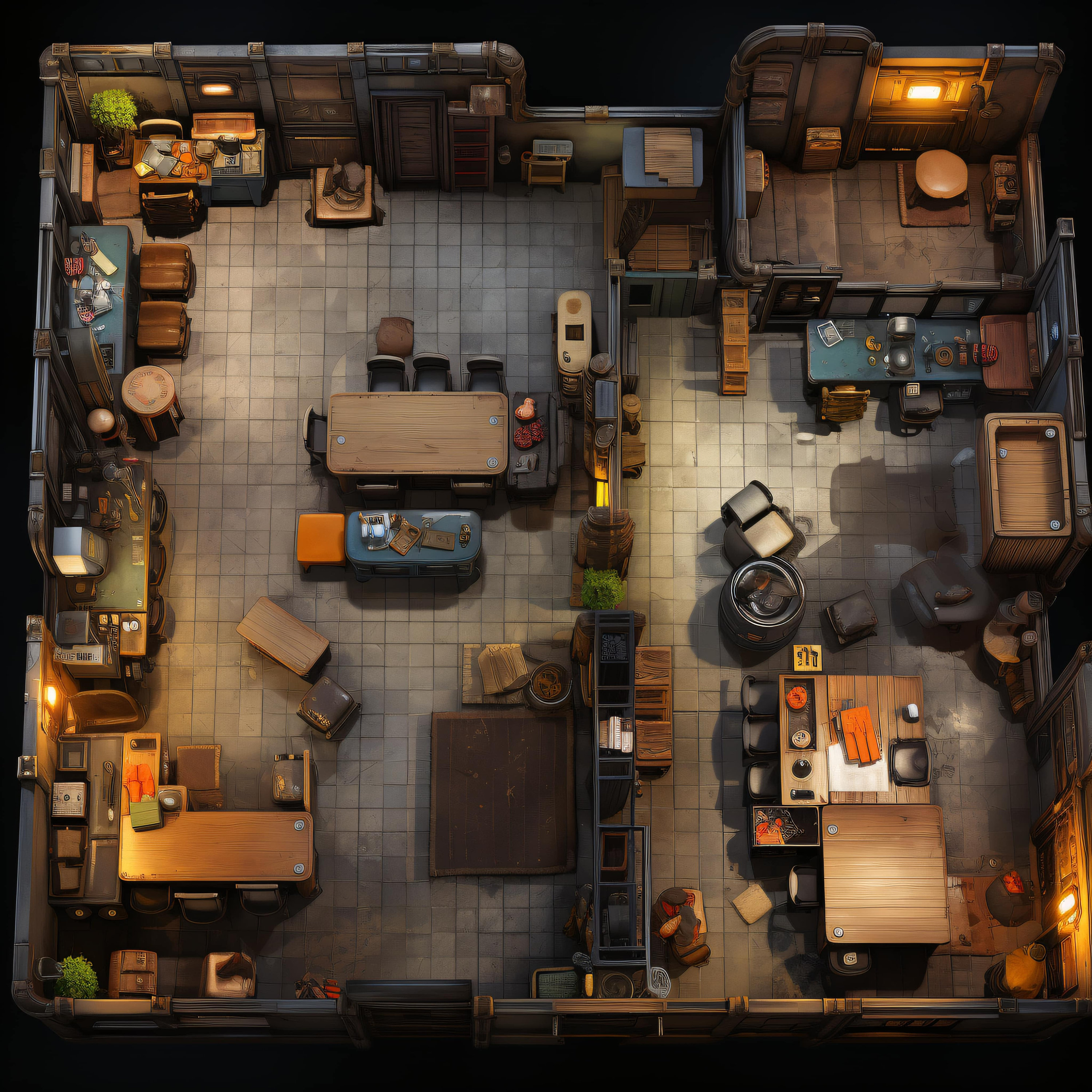 10 mapas de batalha interiores Cyberpunk, ficção científica, mapa de ...