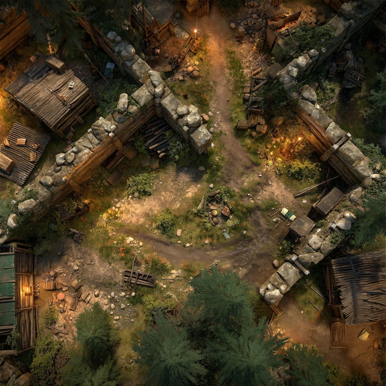 10 Gridless Wrecked Village Battle Maps | VTT Pack for Dnd, Pathfinder ...