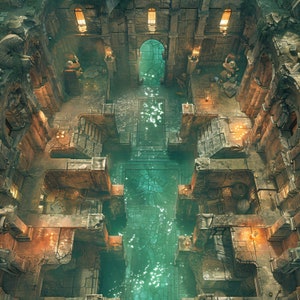 10 Flooded Dungeon Battle Maps, Dnd, Pathfinder, D&D, Battlemap ...