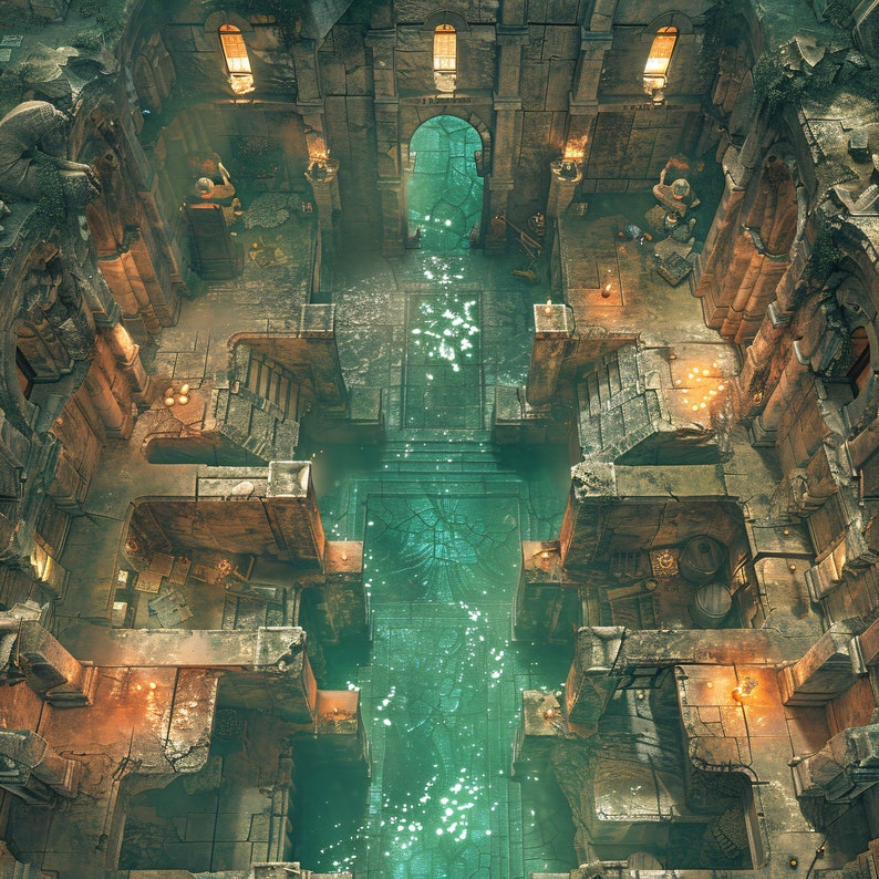 10 Flooded Dungeon Battle Maps, Dnd, Pathfinder, D&D, Battlemap ... 10 Flooded Dungeon Battle Maps, Dnd, Pathfinder, D&D, Battlemap ...