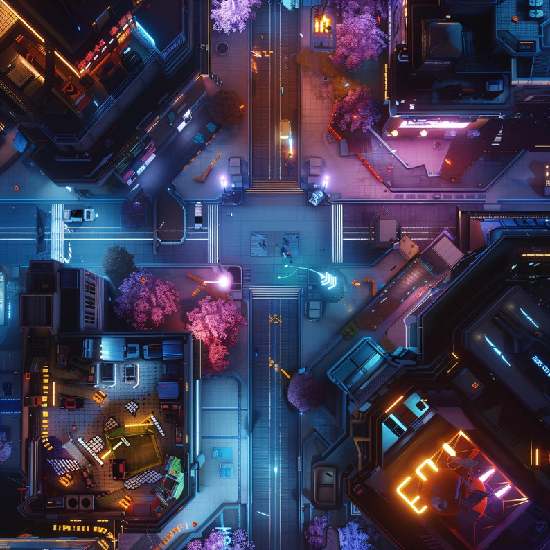 10 Cyberpunk Roadways Battlemaps, Sci Fi, Dnd Battle Map, Cyberpunk, D ...