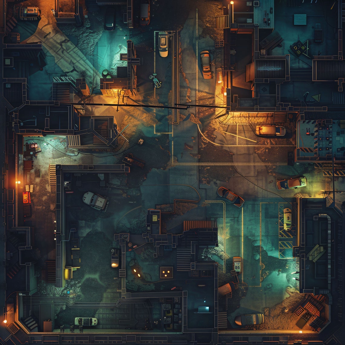 10 Cyberpunk Warehouse Battlemaps, Sci Fi, Dnd Battle Map, Cyberpunk, D ...