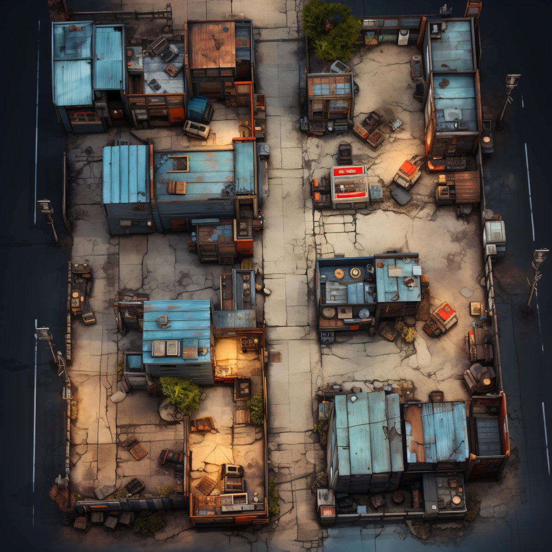 13 Cyberpunk Exterior Battlemaps, Sci Fi, Dnd Battle Map, Cyberpunk, D ...