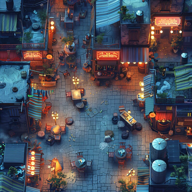 10 Cyberpunk Streets Battlemaps, Sci Fi, Dnd Battle Map, Cyberpunk, D&D ...